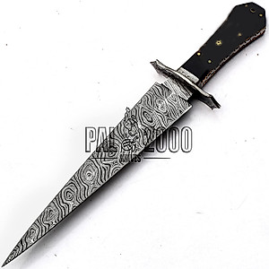 PAL 2000 KNIVES DAG-9723 Custom Handmade Damascus Steel Knife With Leather Sheath