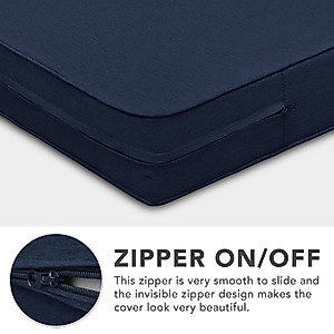 Easy-Going Patio Cushion Covers 22x20x4 Inch 4 Pack, Linen Look Outdoor Water Resistant Chair Seat Cushion Slipcover with Zipper for Outdoor Furniture, Covers Only! Navy