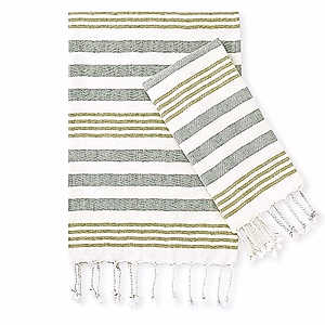Folkulture Hand Towels for Bathroom, Set of 2 Decorative Hand Towels with Hanging Loop, 100% Cotton Turkish Hand Towels Set or Boho Hand Towels for Kitchen 16" x 30" Inches (Fiji - Sage Green)