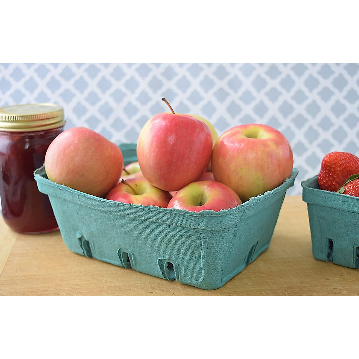 25 Pack Green Molded Pulp Fiber Berry/Produce 1.5 Quart Basket - Large Berry Basket