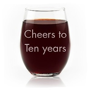 Double Sided Custom Engraved Tin 10th Anniversary Periodic Table of Elements Stemless Wine Glass