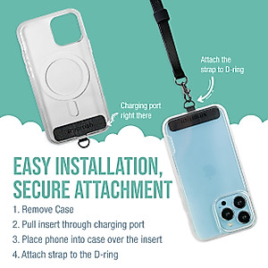 Smartish Phone Lanyard - Case Clinger - Universal iPhone Holder with Detachable Crossbody Shoulder Neck Strap Compatible with All Phone Cases - Adjustable Black Vegan Leather