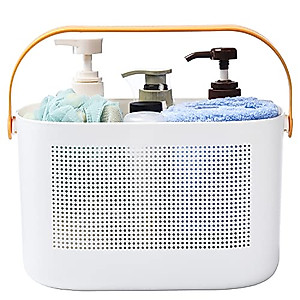 ALINK Plastic Shower Caddy Basket with Handle, Portable Bathroom Storage Organizers Cleaning Caddy for Bath Toy, Kitchen, College Dorm - Yellow
