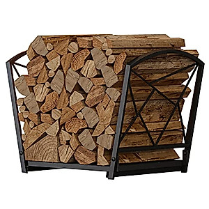 Fire Beauty Firewood Log Rack, Iron Wood Lumber Storage Holder for Fireplace, Heavy Duty Log Storage Bin for Firepit Stove Accessories
