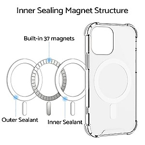 TORU MX Slim for iPhone 13 Mini Magnetic Case, Compatible with Magsafe, Hybrid Transparent HD Clear Case with Crossbody, Scratch Resistant, Air Bumper Shock-Absorbing Corners - Clear