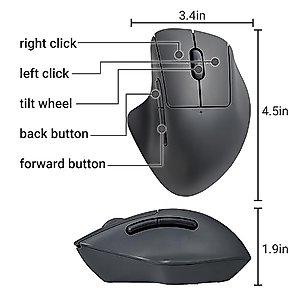 ELECOM Bluetooth Mouse Ergonomic Shape, Silent Click, 18-Month Battery Life, 2000DPI, 5 Buttons with Tilt Wheel, Optical Sensor, Compatible with PC, Mac, Laptop, SHELLPA, Black (M-SH30BBSKBK)