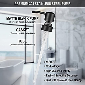 2 Set Foaming Hand Soap Dispenser Bathroom, Stainless Steel Foam Dispenser (Matte Black Pump + Amber Bottle)