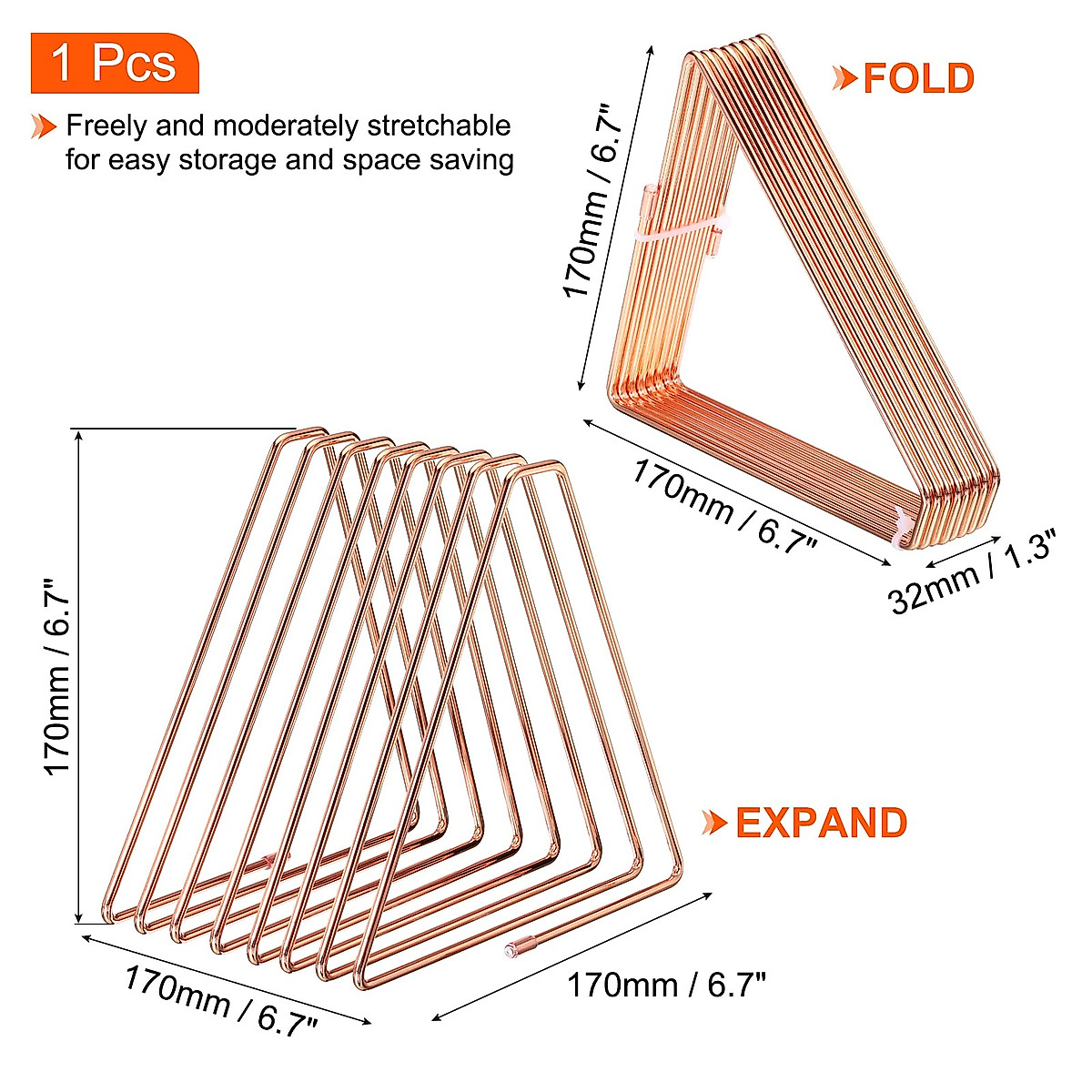PATIKIL Triangle Desktop File Holder Rack, Metal Vinyl Record Stand Holder Office File Organizer Triangle Bookshelf Decor for Desk Office Decor Rose Gold