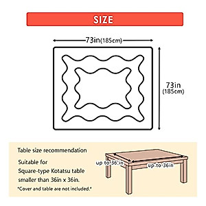EMOOR Washable Kotatsu Futon Comforter (Uncovered), Square 73x73in, Made in Japan