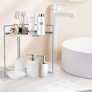 Lvssci Bathroom Countertop Organizer，2 Tier Acrylic Tray Vanity Counter Skincare Organizer Shelf,Standing Rack Home Storage Holder forKitchen