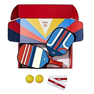 Nettie Pickleball Co - Pickleball Paddle Set of 2 | Double Pack | Lightweight Honeycomb Core | Includes 2 Pickleball Balls & 2 Sweatbands | Premium Material (Bainbridge and Bedford)