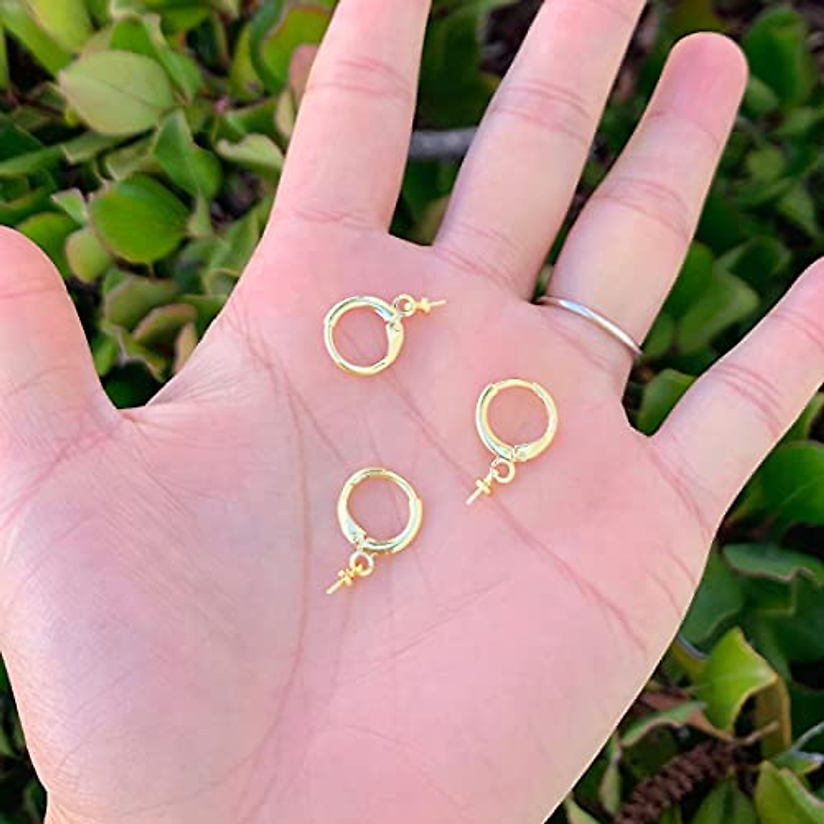 20pcs Adabele Hypoallergenic Tarnish Resistant 14mm (0.55 Inch) Gold Round Leverback Huggies Earring Hooks with 3mm Secure Screw Eye Peg Bail BF265