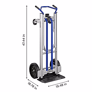 COSCO 12253BLU1E Next Gen 3-in-1 Folding Toe Plate Hand Truck, 800 lb/100 lb Weight Capacity, Blue