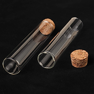 JODIO Glass Test Tubes,18PCS 60ml Clear Flat Test Tubes with Corks Stopper,for Scientific Experiments, Party Decorations, Candy Storage,as Bath Salt Containers(25x150mm)