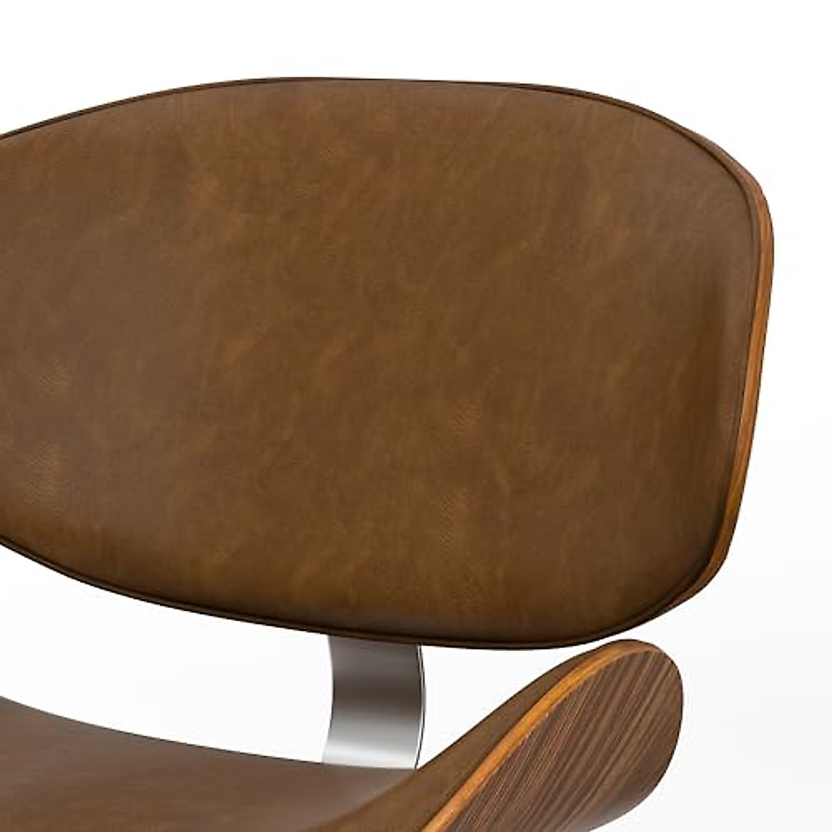 SIMPLIHOME Marana 18 Inch Wide Mid Century Modern Dining Chair in Deep Tan Vegan Faux Leather, For the Dining Room