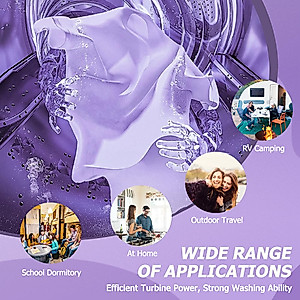 Portable Washing Machine, 11L Large Capacity Washing Machine, Mini Foldable Washer for Deep Cleaning of baby clothes and underwear, Small Washer with 3 Modes for Dormitories, RV, Apartments.(Purple)