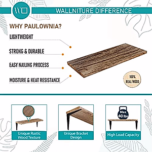 Wallniture Arras Floating Shelves for Wall Decor, 17"x 6" Bookshelf Living Room Decor, Kitchen Organization and Storage, Wall Shelves, Office Shelves Burnt Set of 10