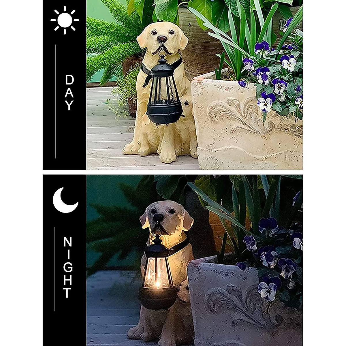 JeeKoudy Solar Outdoor Statues with Solar Led Lamp, Golden Retriever Statue Outdoor with Solar Led Home Garden Decoration Windproof Lamp Realistic Dog Decor