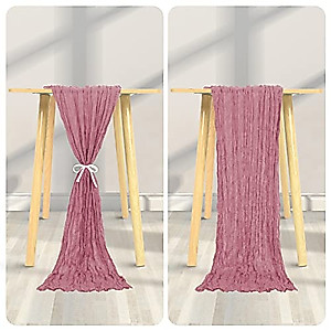 24 Pack Cheesecloth Table Runner 20 x 120 inch Cheese Cloth Table Runner Bulk,Romantic Boho Sheer Gauze Fabric Table Runners for Wedding Reception,Party,Bridal Shower Table Decor(Dusty Rose)