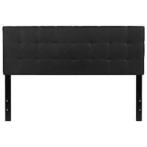 Flash Furniture Bedford Tufted Upholstered Headboard for Queen Size Bed, Contemporary Fabric Tufted Headboard with Adjustable Height, Black