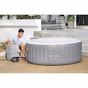Bestway St. Lucia SaluSpa 2 to 3 Person Inflatable Round Outdoor Hot Tub with 110 Soothing AirJets, Filter Cartridge, Pump, and Insulated Cover, Gray