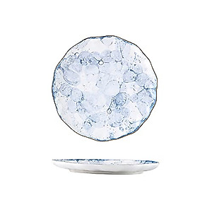 8 Inches Froth Pattern Design Ceramic Dinner Plates-Set of 2-Blue&White Kitchenware