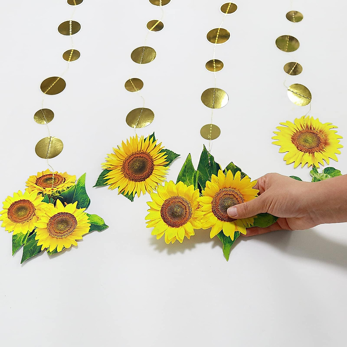 Cheerland Sunflower Party Decorations Artificial Sunflowers Garland Banners Hanging Streamers Home Decor for Wedding Bridal Shower Classroom Office Sun Flower Birthday Party Decorations- Pack of 12