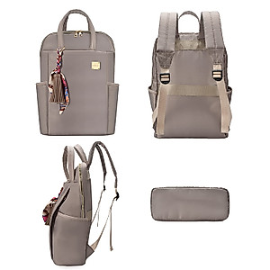 Laptop Backpack for Women 15.6-inch Slim - Laptop Bag Computer Case Purse Travel Lightweight Medium Size Satchel Daypack 16-inch Water-resistant Business Comutter Fashion Stylish Nylon Khaki