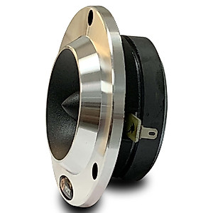 VOYZ 400 Watt Super Tweeter 2KHz - 20KHz - 1” Super Horn Heavy Duty Bullet Tweeter Titanium Diaphragm 4 ohms Chrome Finish with Crossover Capacitor (1 Pair)