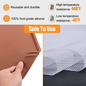 4 Silicone Dehydrator Mats with Edge + 6 Mesh Dehydrator Sheets Reusable Non-stick Fruit Dehydrator Mats Compatible with Cosori CP267-FD Silicone Tray Liner for Fruits Meat Vegetables(Pack of 10)
