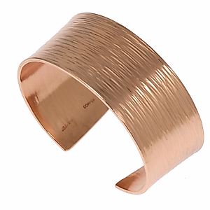 John S. Brana 1 Inch Wide Bark Copper Cuff Bracelet Handmade Jewelry - 100% Solid Uncoated Copper (8)