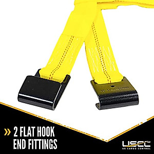 US Cargo Control Tow Dolly Basket Strap, Yellow Car Dolly Strap with Flat Hook End Fittings, Great for Tow Dolly Car Hauling, Fits Most 14-17 Inch Wheels, 3,333 Pound Working Load Limit