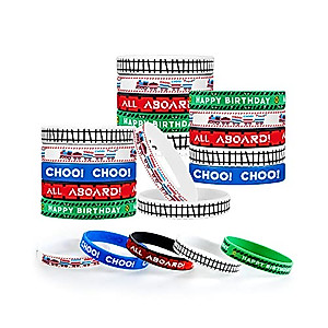 40 Pcs Train Rubber Bracelets Train Party Favors Railroad Traffic Rubber Wristbands Train Birthday Party Supplies Railway Silicone Bracelets Train Birthday Party Decor for Kids Girls Boys Birthday