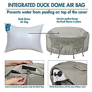 Duck Covers Weekend Water-Resistant Outdoor Round Table & Chair Cover with Integrated Duck Dome, 106 x 32 Inch, Moon Rock, Patio Covers for Outdoor Furniture