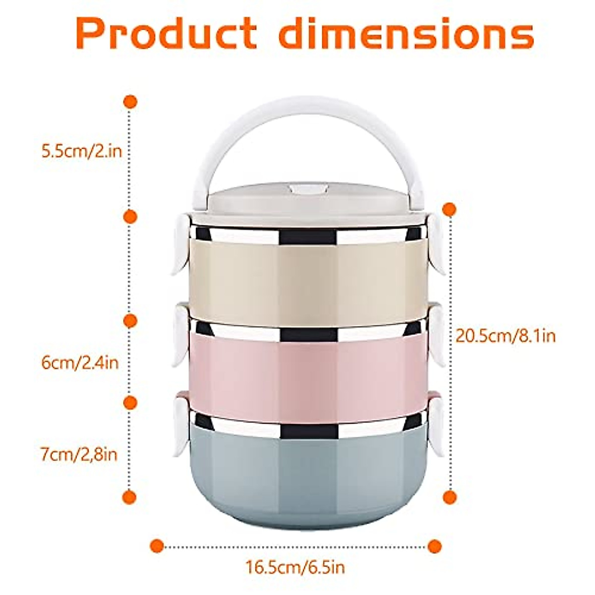 AOSUYOU 3 Layer Stainless Steel Leakproof Lunch Box, Portable Carry Hand Food Storage Container for Work Lunches, Picnic, Travel, Camping with Lunch Bag