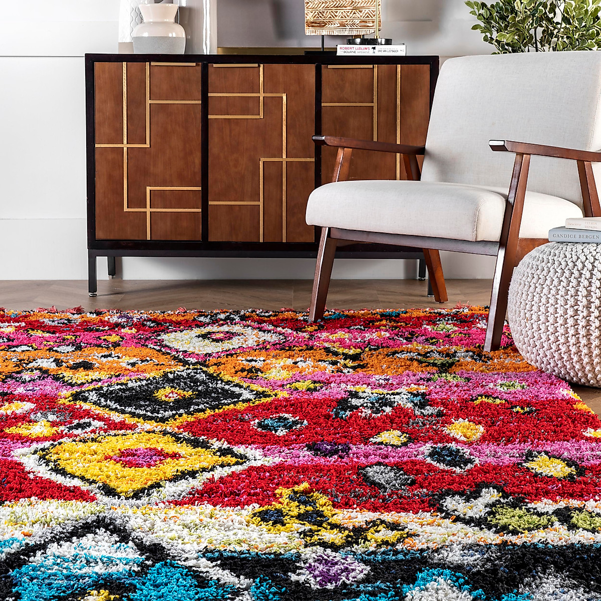 nuLOOM Alane Moroccan Tassel Shaggy Area Rug, 8x10, Multi