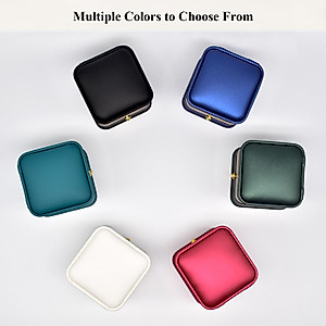 Eveynsh Wedding Engagement Ring Box Red, Square Leather Velvet Jewelry Ring Bearer Box, Premium Gorgeous Vintage Single Slot Ring Box for Proposal, Ceremony, Anniversary, Gift