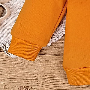 CETEPY Baby Boys Clothes 12-18 Months Toddler Boy Sweatshirt Patchwork Fall Winter Long Sleeve Shirt Pants Outfits Clothing Set Set Yellow 12-18 Months
