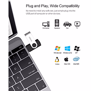 EAZOR USB Flash Drive 64GB - USB 2.0 Interface Digital, Thumb Drive with Swivel Design, Compatible with Computer/Laptop/External Memory Storage, Stick Jump Drive for Photo/Video Backup (64GB-3.0)