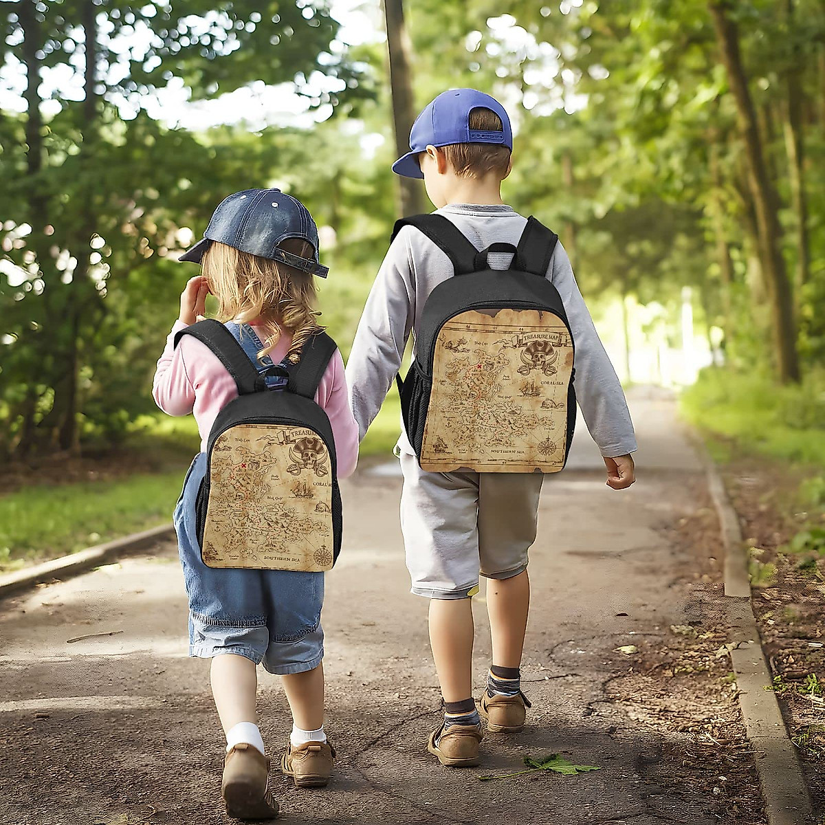 senya Toddlers Backpack Retro Antique Pirates Adventure Treasure Map Compass Bookbag for Kid Aged 3-6 Preschool Kindergarten