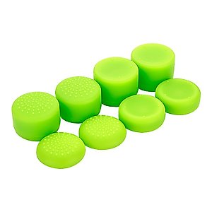 eXtremeRate 8 Pcs Green Anti-Slip Silicone Joystick Cap for PS4 Contrller, Control Thumb Stick Grips Cover for PS4, Precision Platporm Raised Analog Sticks Caps for PS4 Slim Pro Controller