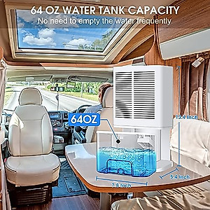 Gocheer Upgrated Dehumidifier for Basement Home, Small Portable Dehumidifiers for Room Home with Drain Hose, 68oz (2000ML) 8000 Cubic Feet 800 Sq.ft, Quiet Dehumidifiers for Bathroom RV Bedroom Closet Kitchen