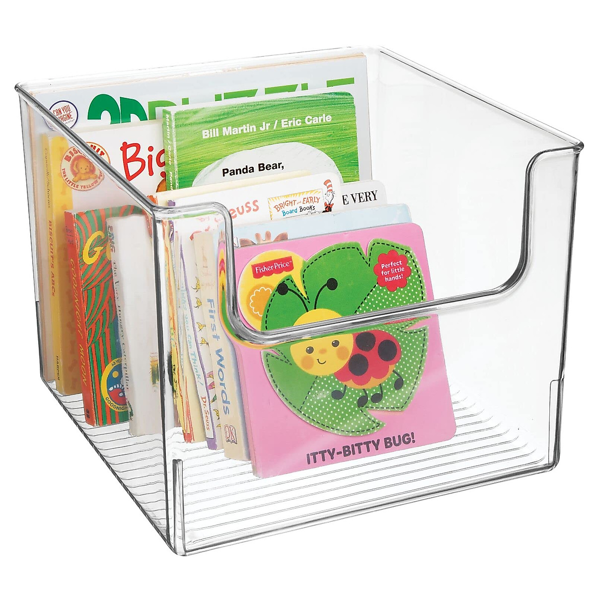 mDesign Plastic Household Storage Organizer Bins with Open Dip Front for Kitchen, Bedroom, Bathroom, Office, Craft or Playroom Organization - Hold Toys, Books, Legos - Ligne Collection, 8 Pack - Clear