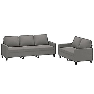 vidaXL Sofa Set 2 Piece with Cushions Living Room Seating Upholstered Leisure Sofa Couch Settee Armchair Furniture Dark Gray Fabric