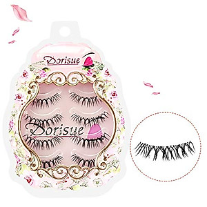Dorisue Eelashes Natural look wispies Short lashes 3D natural looking eyelashes LightWeight eyelashes 4 Pairs lashes pack