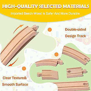 TUKELER Wooden Train Set for Toddler 104pcs, Themed Urban Engineering Train Track Toys for Aged 3+, Double Sided Wooden Train Track, Compatible with Thomas, Brio, Chuggington, Melissa and Doug