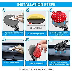 Sticky Adhesive for Dash Cam Suction Cup Mount, VOLPORT 90mm 3M Circle Heat Resistant Double Sided Extra Strong Mounting Tape Pad Replacement for Car Boat Dashboard Windshield Camera GPS Sucker Holder