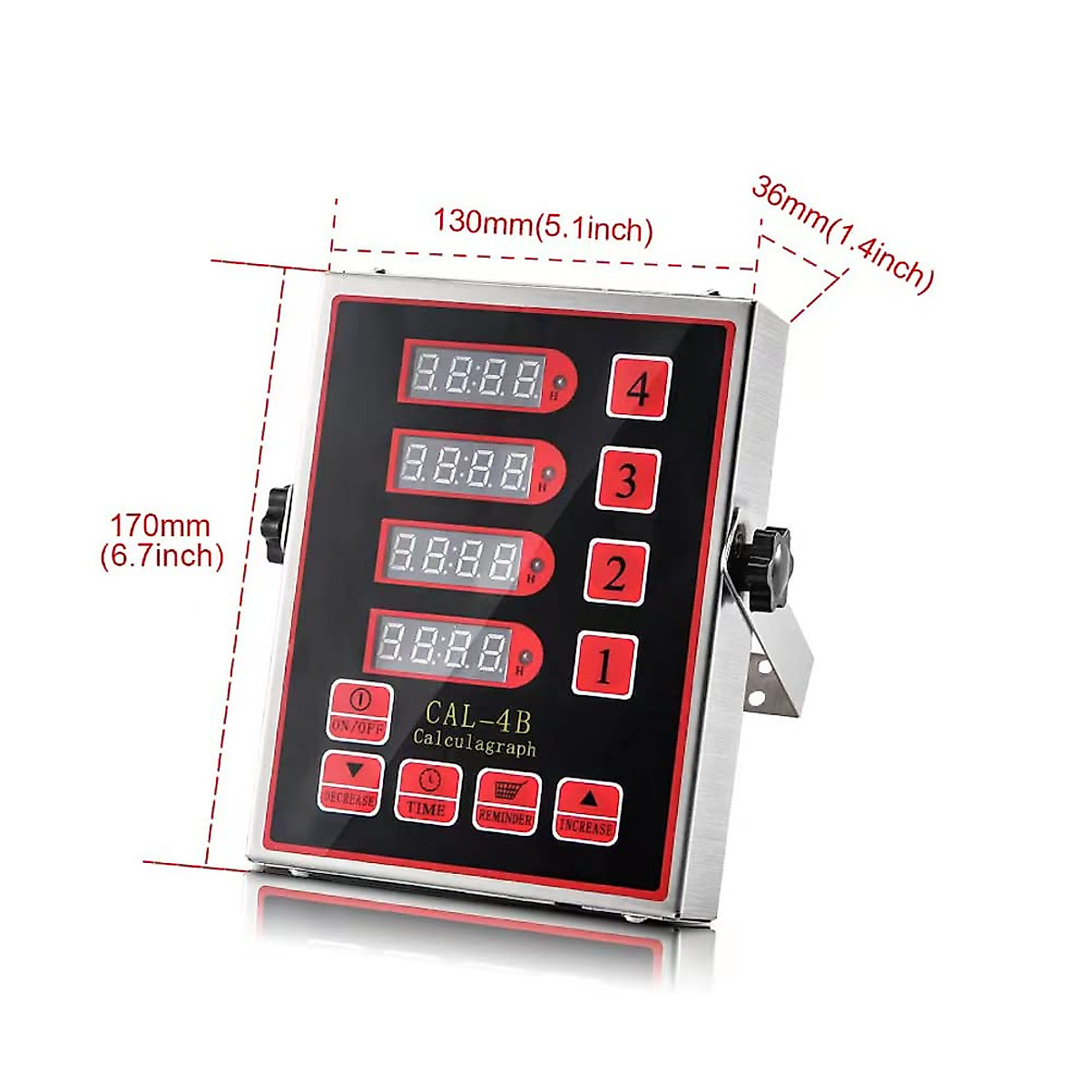 Commercial 4 Channel Timer - DEGOTM Kitchen Stainless Steel 4 Channel Timer Cooking Timers Baked Burger Fried Chicken Loud Alarm Reminder for Restaurant Home Kitchen