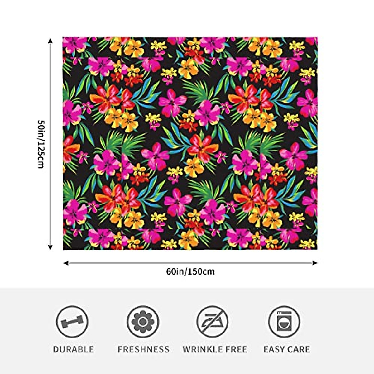 Hawaiian Flower Blanket Soft Flannel Blanket 60x50in for Sofa Bed Camping Trip