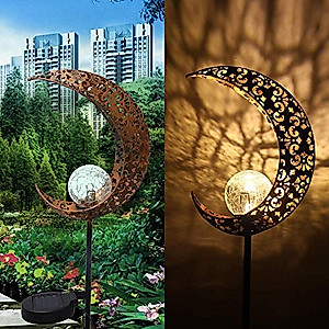 Luxiya Landscape Path Lights Solar Yard Lights Outdoor Decorative Moon Light Garden Solar Light